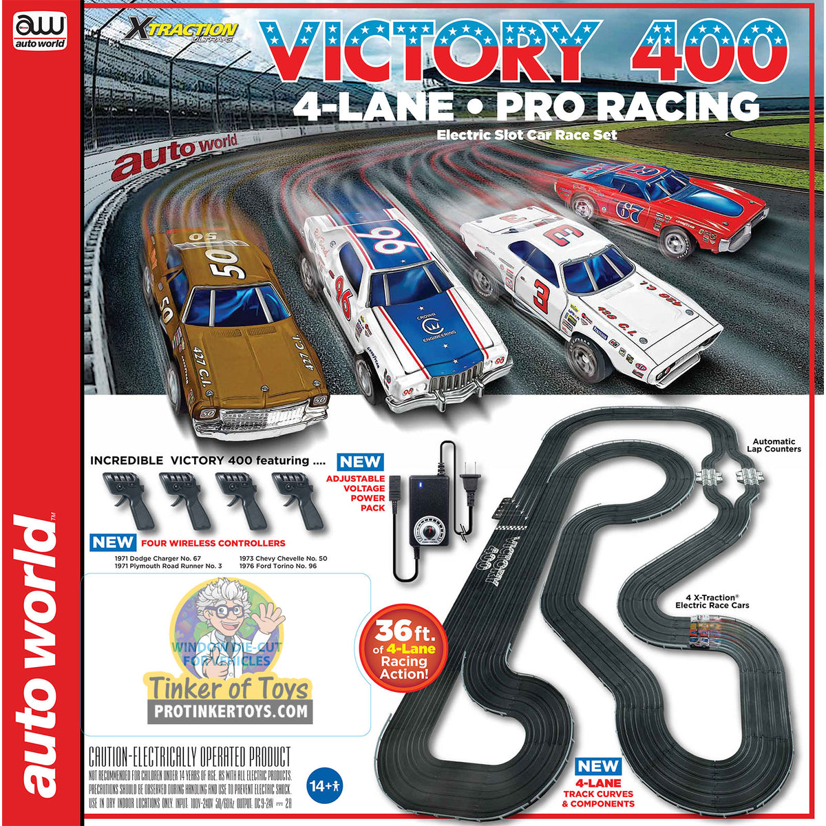 36' Victory 400 4-Lane Pro Racing Slot Car Race Set | SRS345 | Auto Wo ...