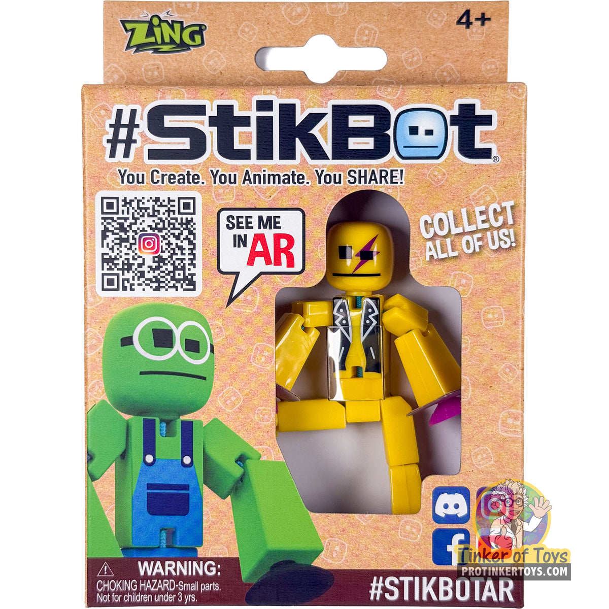 Stik Bot Singles Yellow Biker | TST616 | StikBot – ProTinkerToys.com