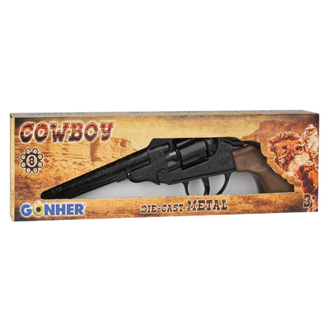 Cowboy Colt Style Revolver Pistol 8-Shot Black | 88/6 | Gonher – ProTinkerToys.com