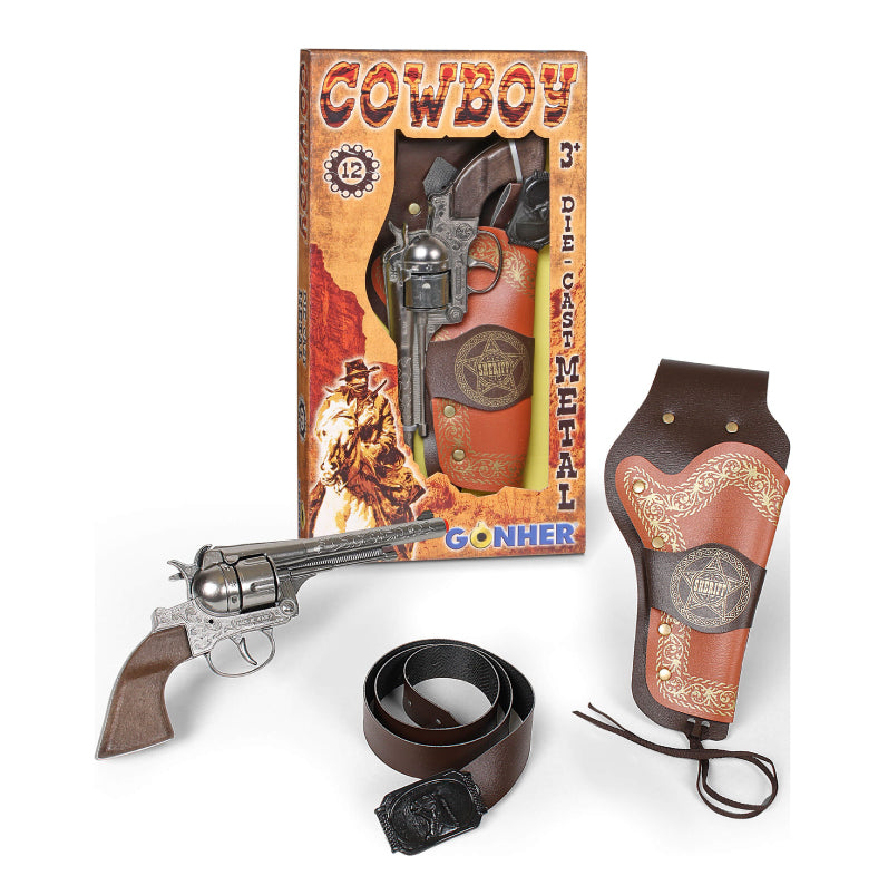 Cowboy Revolver 12 Shot Cap Gun 3pc Playset - Silver | 149/0 |Gonher ...
