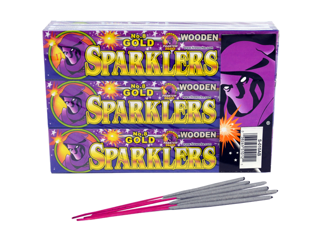 #8 Gold Sparklers 6 Pieces Per Box | 4S-010BF | Phantom Fireworks ...