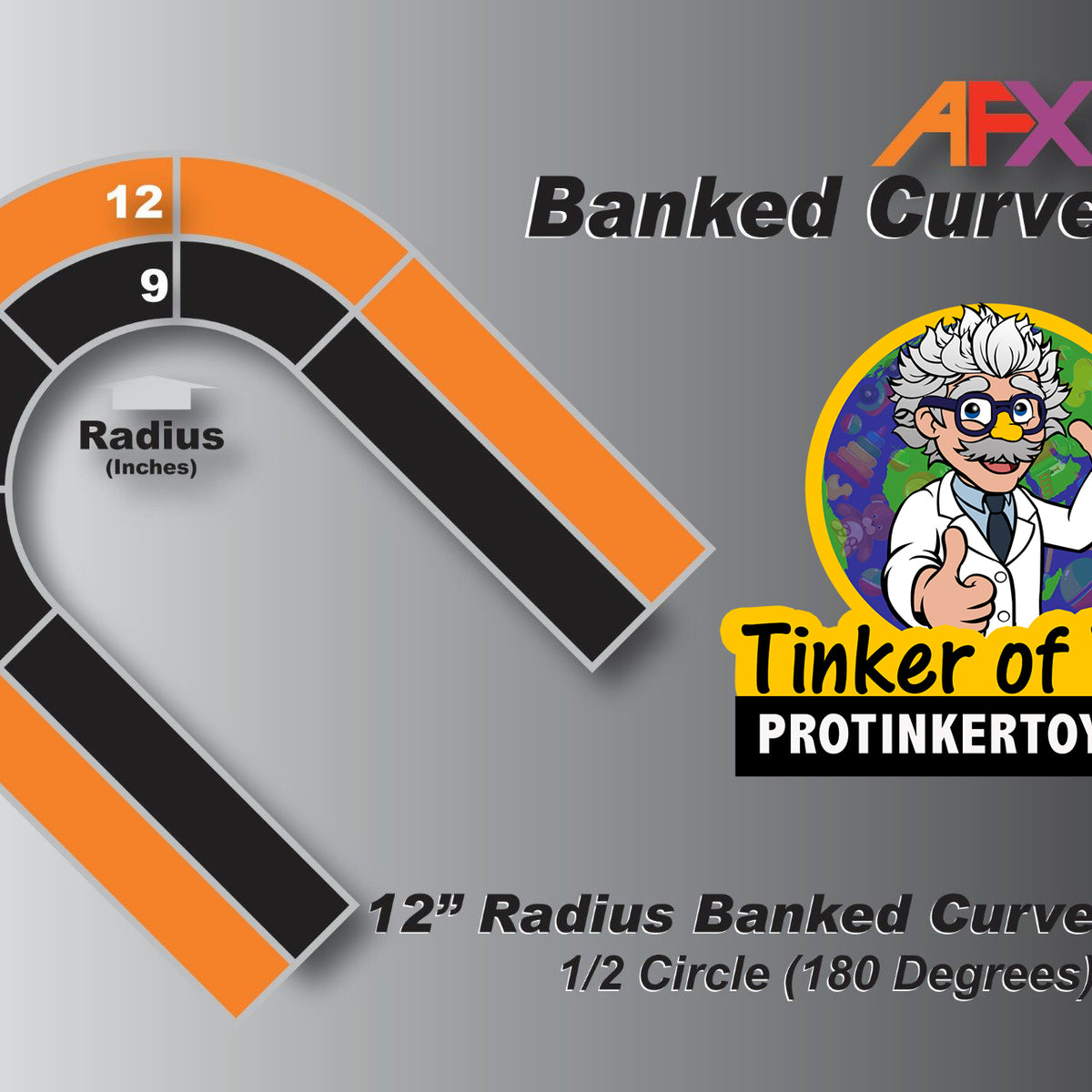 Banked Curve Track- 12” 1/2R | 70625 | AFX/Racemasters – ProTinkerToys.com