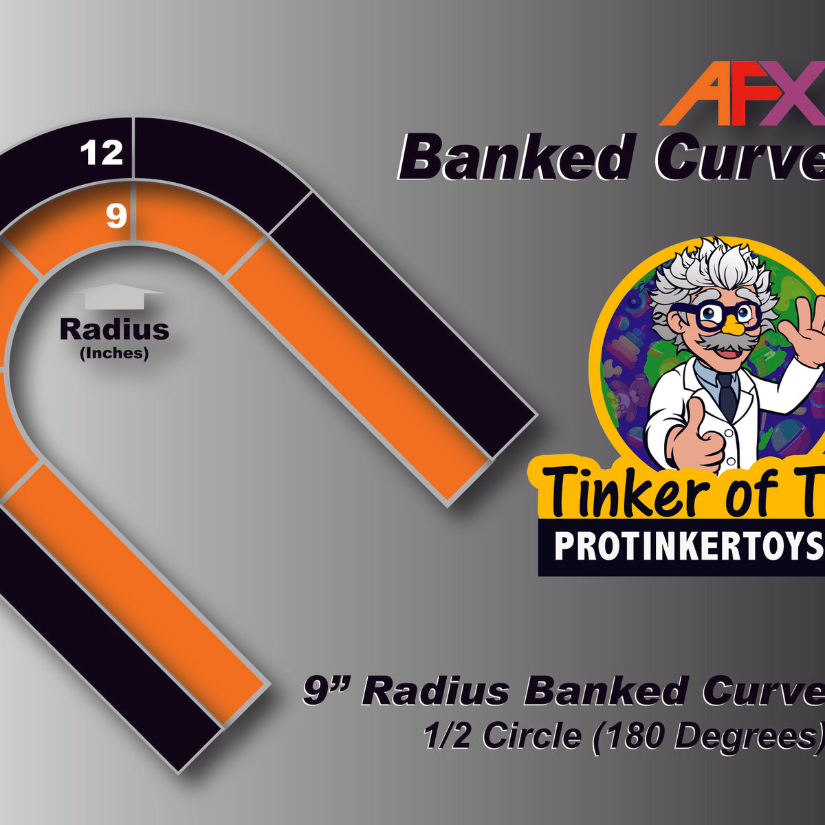 Banked Curve Track - 9” 1/2R | 70622 | AFX/Racemasters – ProTinkerToys.com